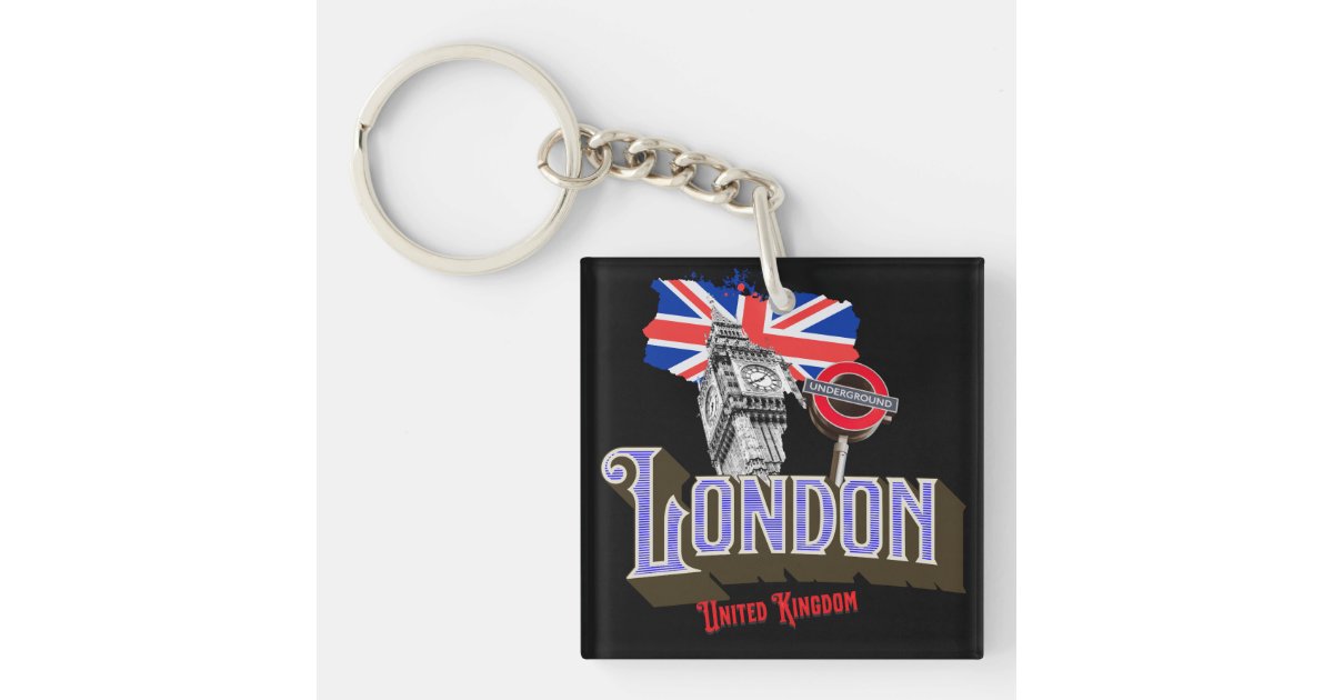 London UK, Big Ben, Underground, Union Jack Keychain | Zazzle