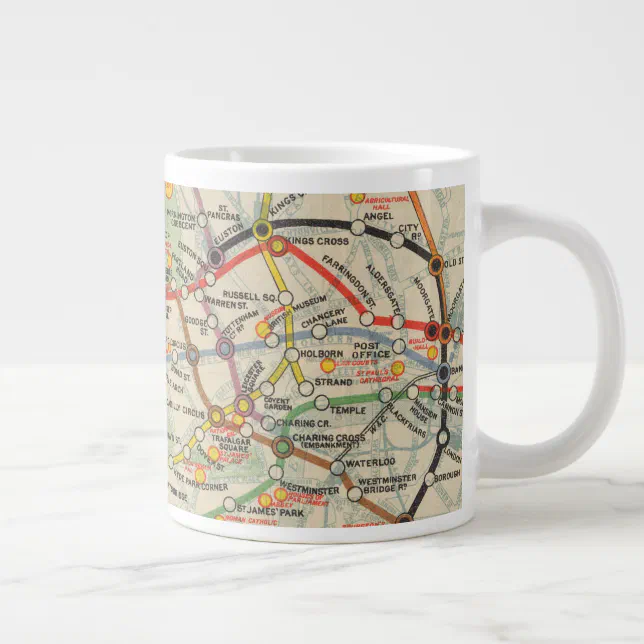 London Underground Railways Map Giant Coffee Mug | Zazzle