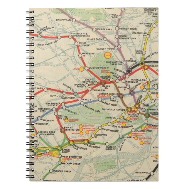 London Underground Railways Map Notebook | Zazzle