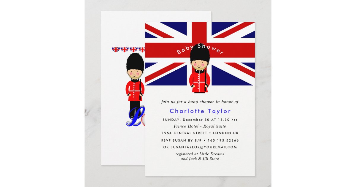 London Union Jack Theme Baby Shower Invitation | Zazzle