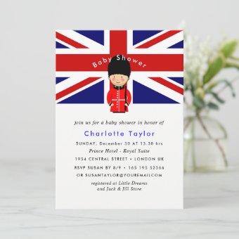 London Union Jack Theme Baby Shower Invitation | Zazzle