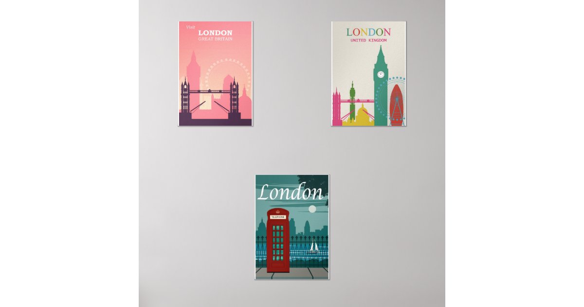 London vintage posters wall art sets | Zazzle