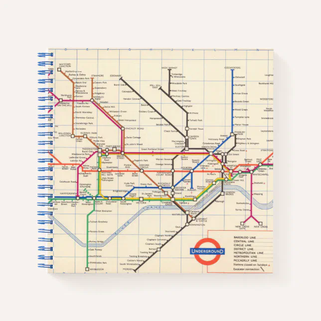 London's Underground Map Notebook | Zazzle