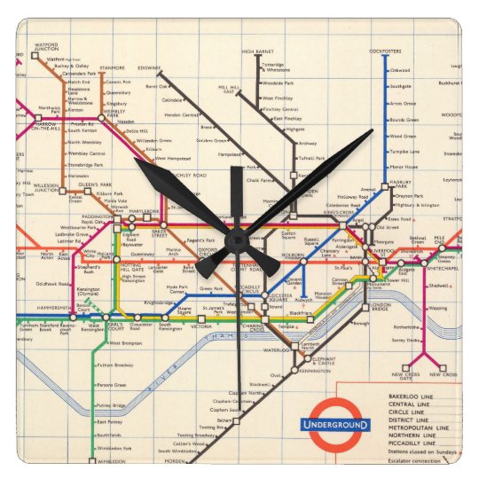 London's Underground Map Square Wall Clock | Zazzle.com