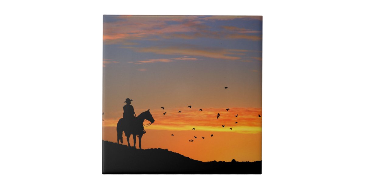 Lone Cowboy Art Tile | Zazzle