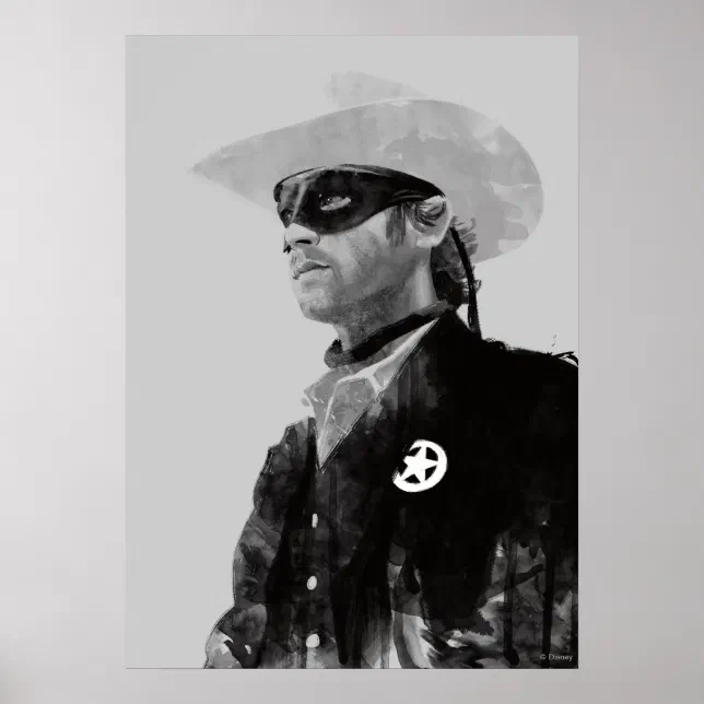 Lone Ranger John Reid - Black and White Poster | Zazzle