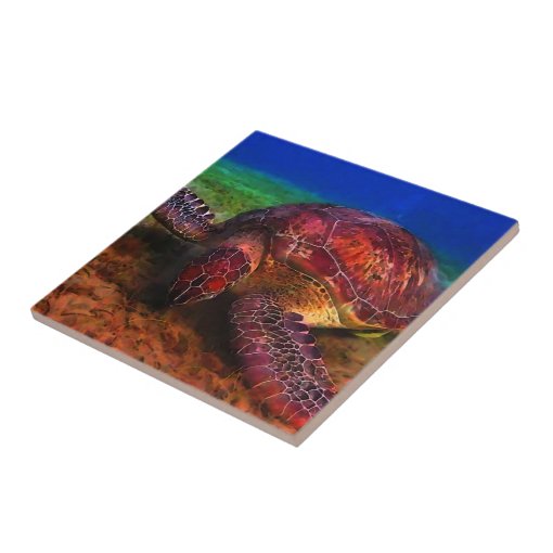 Lone Sea Turtle Ceramic Tile | Zazzle