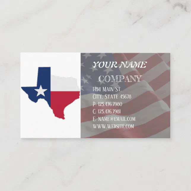 Lone Star Texas Flag and Map Business Card | Zazzle