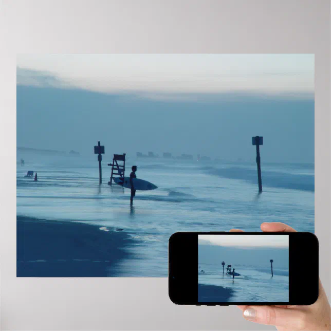 Lone Surfer Dusk Ponce Inlet FL Beach Tide Poster | Zazzle