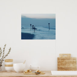 Lone Surfer Dusk Ponce Inlet FL Beach Tide Poster | Zazzle