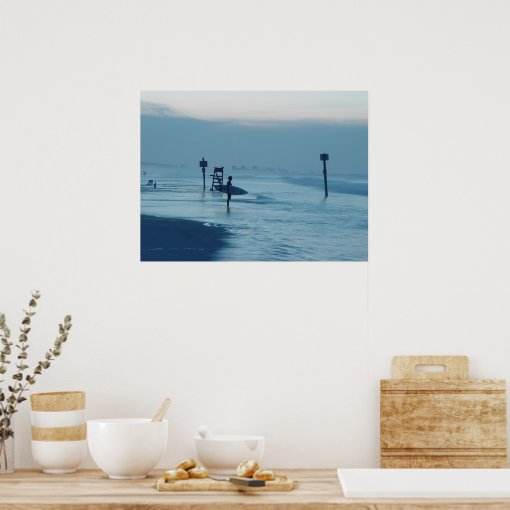 Lone Surfer Dusk Ponce Inlet FL Beach Tide Poster | Zazzle