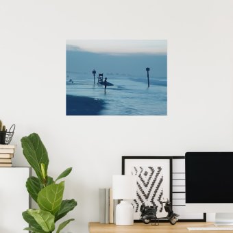 Lone Surfer Dusk Ponce Inlet FL Beach Tide Poster | Zazzle