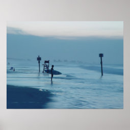 Lone Surfer Dusk Ponce Inlet FL Beach Tide Poster | Zazzle