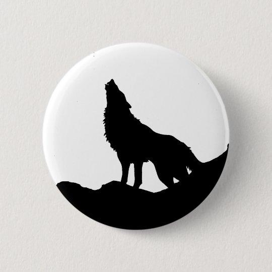 Lone Wolf Standing on a Hill Button | Zazzle.com