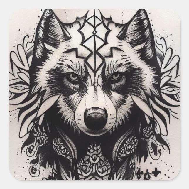 Lone Wolf Tribal Tattoo Wolves Powerwolf Pack Square Sticker | Zazzle