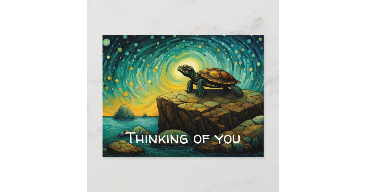 Lonely Turtle Thinking of You Postcard | Zazzle