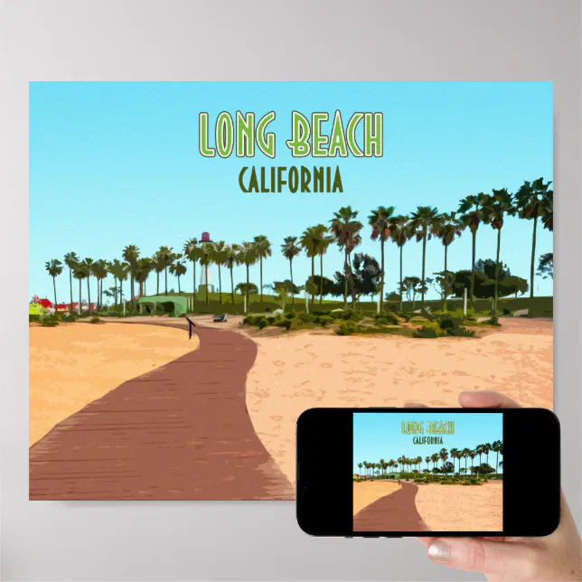 Long Beach California Shoreline Aquatic Poster | Zazzle