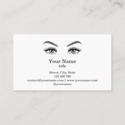 Long Beautiful Lashes Eyes and Brows Hand drawn Business Card | Zazzle