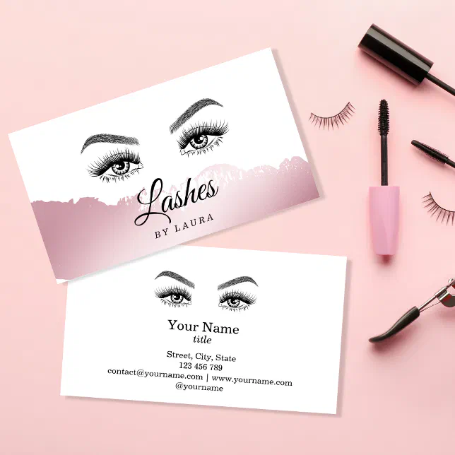 Long Beautiful Lashes Eyes and Brows Hand drawn Business Card | Zazzle