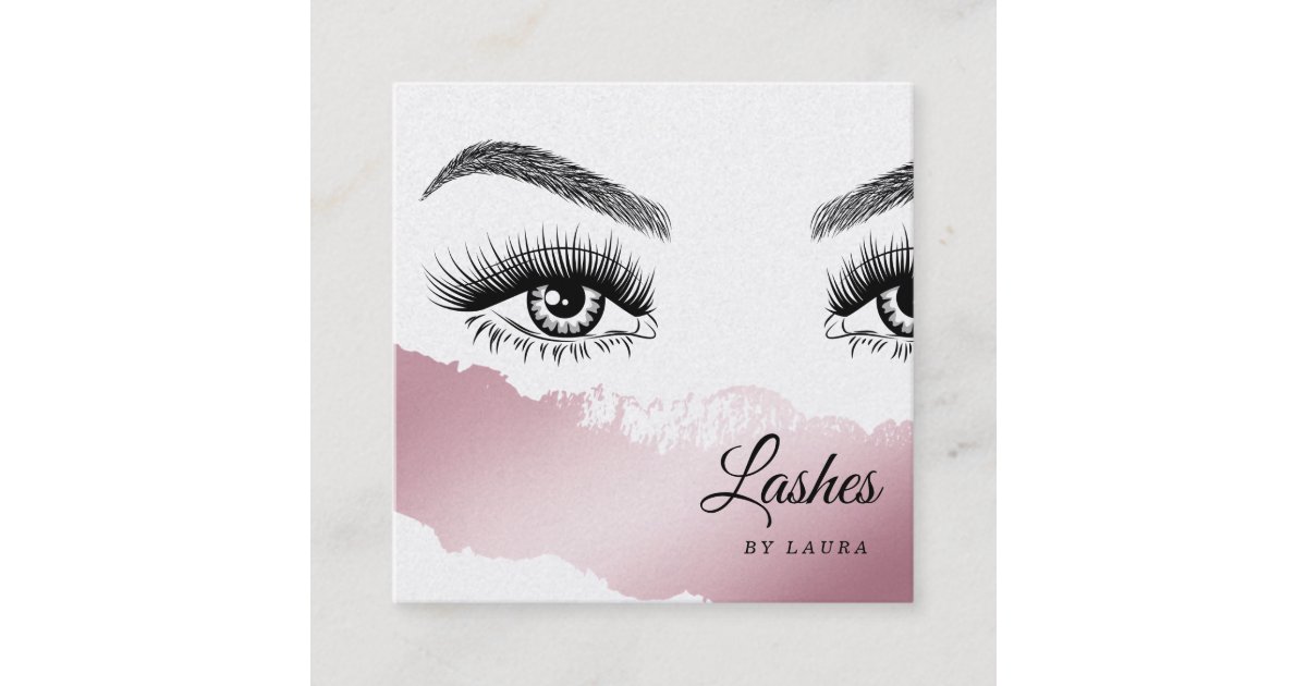 Long Beautiful Lashes Eyes and Brows Hand drawn Square Business Card ...