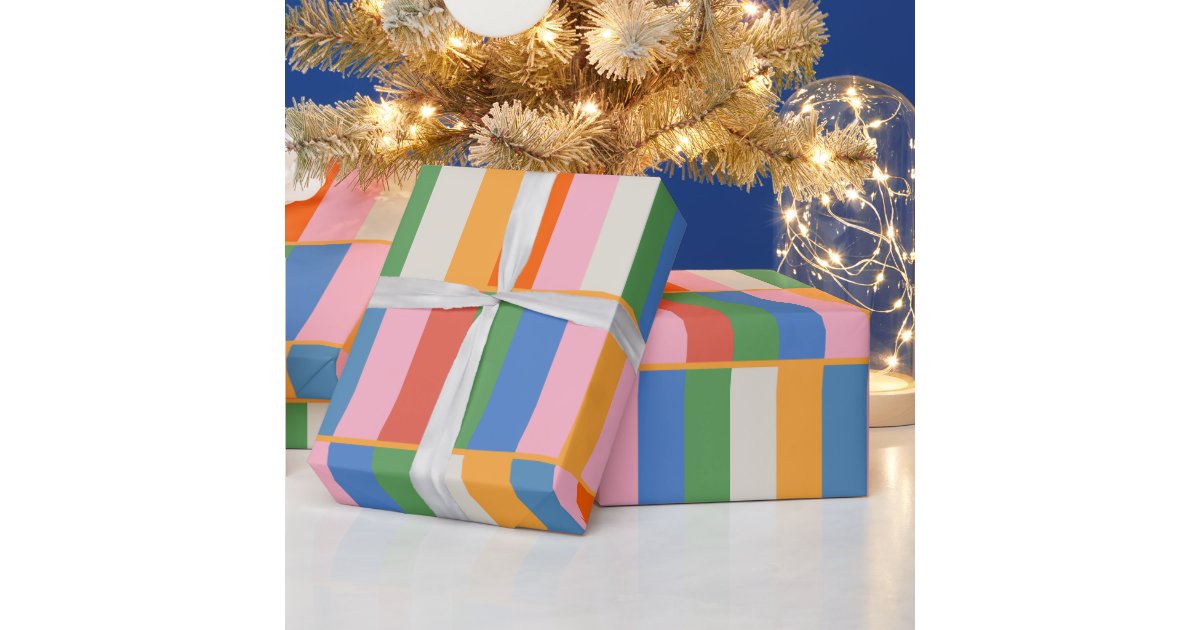 Long Blocks Colorful Checked Pop Pattern Wrapping Paper | Zazzle