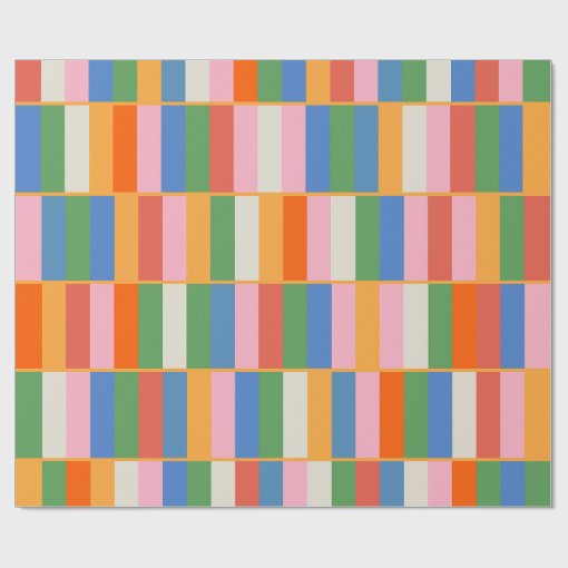Long Blocks Colorful Checked Pop Pattern Wrapping Paper | Zazzle