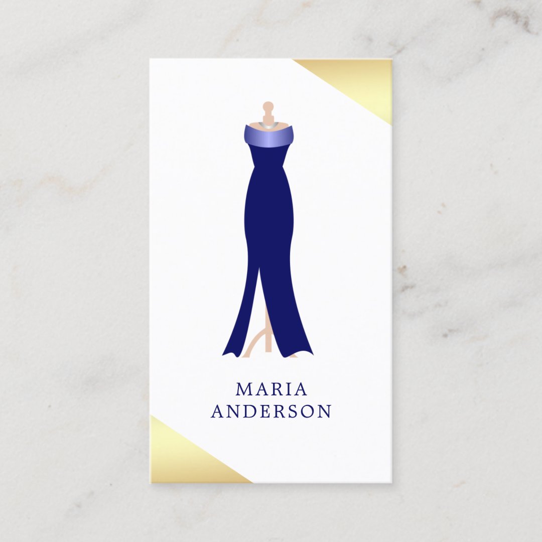 Long Blue Dress Form Mannequin Fashion Stylist Business Card | Zazzle