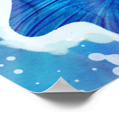 Long blue-haired angel sleeping on the beach poster | Zazzle