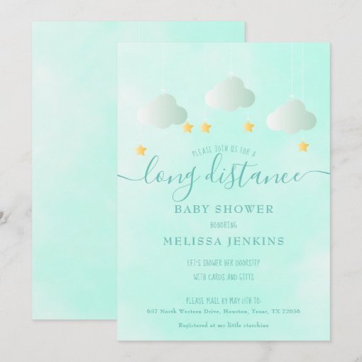 Long Distance Baby Shower By Mail Boy Neutral Invitation | Zazzle