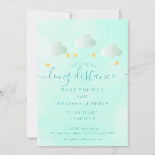 Long Distance Baby Shower By Mail Boy Neutral Invitation | Zazzle