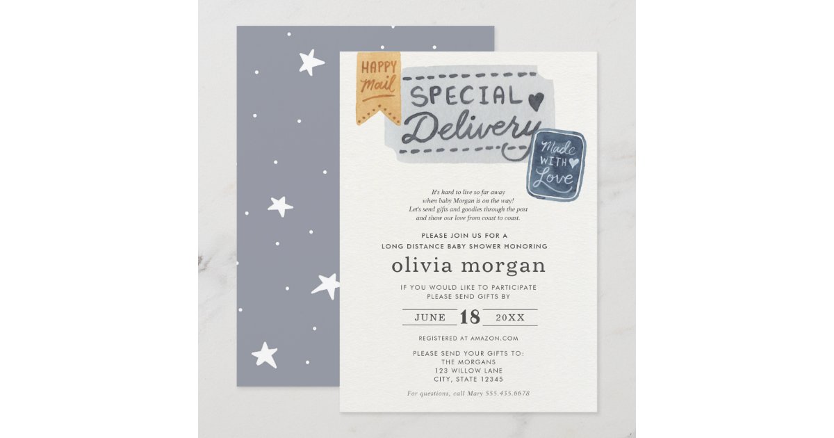 Long Distance Baby Shower by Mail Invitation | Zazzle