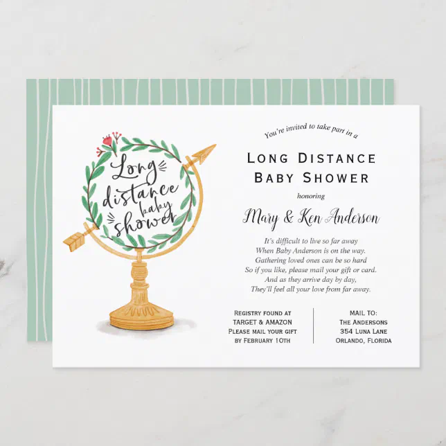 Long Distance Baby Shower by Mail Invitation | Zazzle