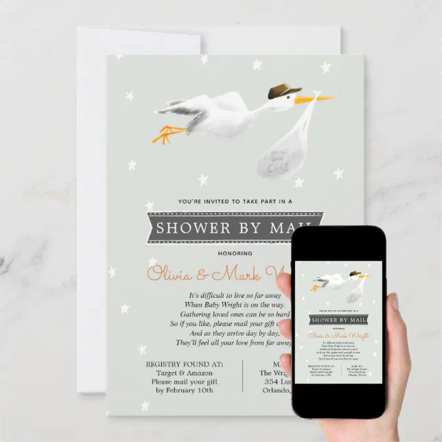 Long Distance Baby Shower by Mail Invitation | Zazzle