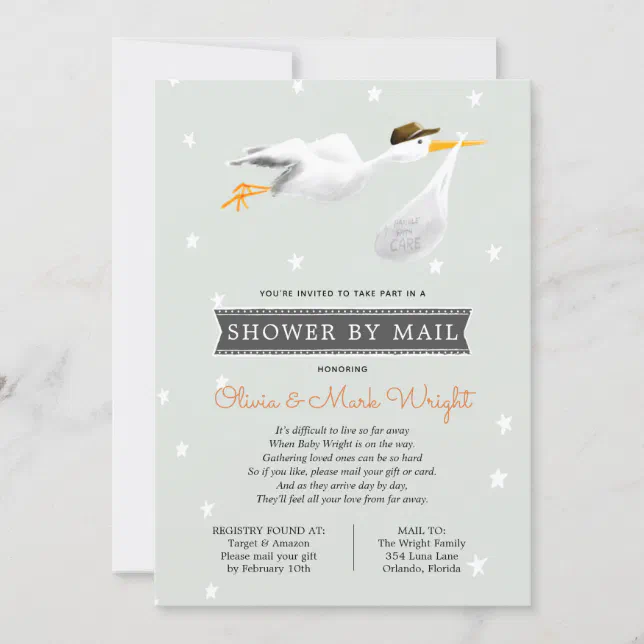 Long Distance Baby Shower by Mail Invitation | Zazzle