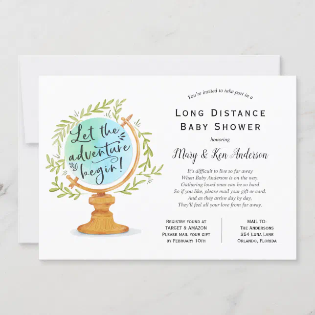 Long Distance Baby Shower by Mail Invitation | Zazzle