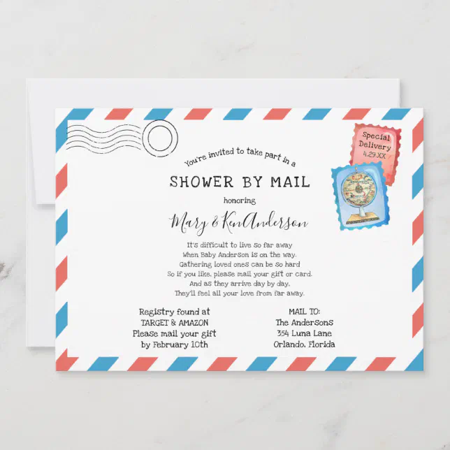 Long Distance Baby Shower by Mail Invitation | Zazzle