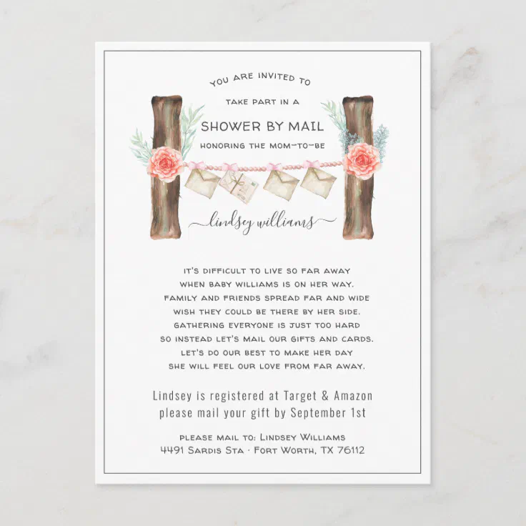 Long Distance Baby Shower by Mail Invitation Postcard | Zazzle