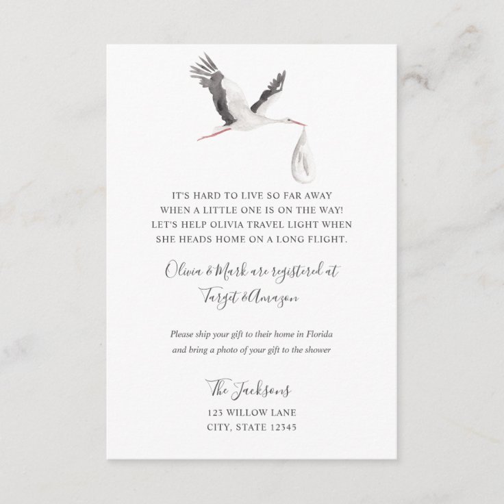 Long distance baby shower insert | Zazzle