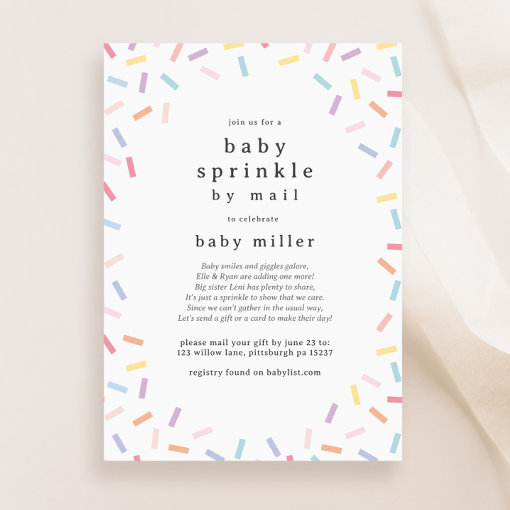 Long Distance Baby Sprinkle By Mail Sprinkles Invitation | Zazzle