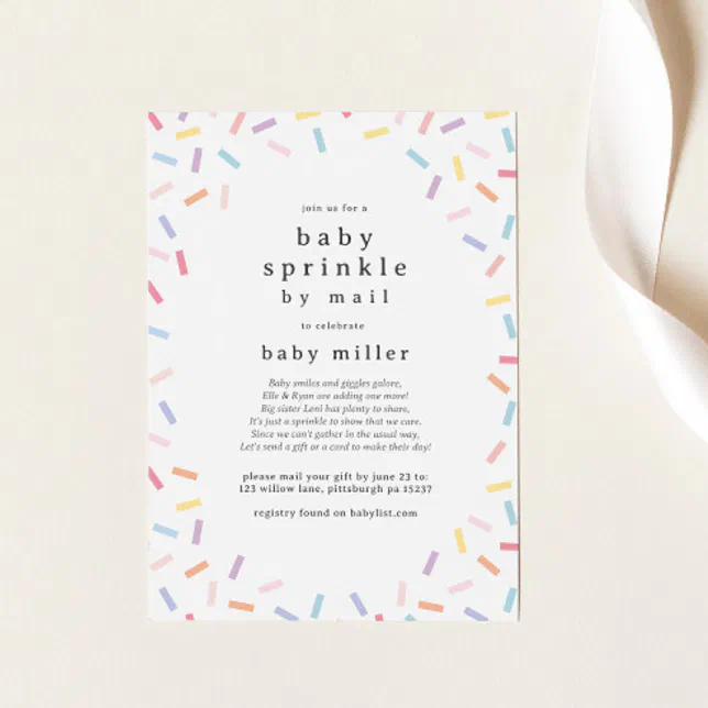 Long Distance Baby Sprinkle By Mail Sprinkles Invitation | Zazzle
