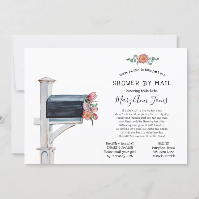 Long Distance Bridal Shower by Mail Invitation | Zazzle