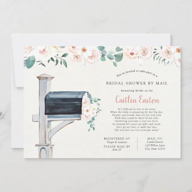 Long Distance Bridal Shower by Mail Invitation | Zazzle