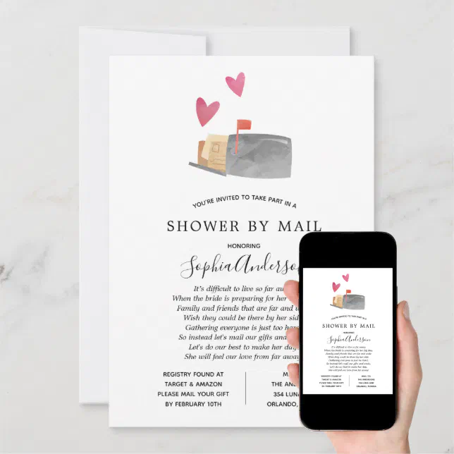 Long Distance Bridal Shower by Mail Invitation | Zazzle