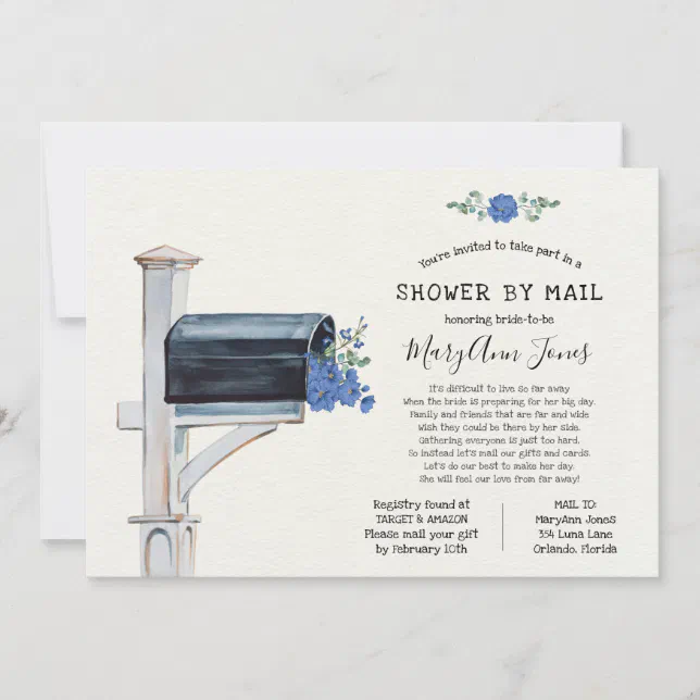 Long Distance Bridal Shower by Mail Invitation | Zazzle