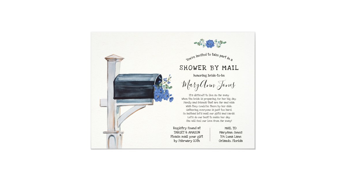 Long Distance Bridal Shower by Mail Invitation | Zazzle.com