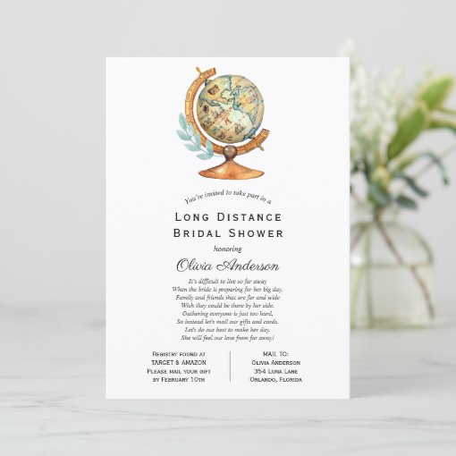 Long Distance Bridal Shower by Mail Invitation | Zazzle