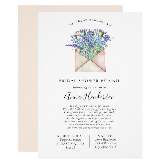 Long Distance Bridal Shower by Mail Invitation | Zazzle.com