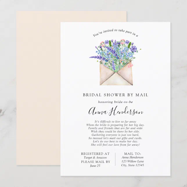 Long Distance Bridal Shower by Mail Invitation | Zazzle