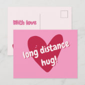 Long distance hug! Big Pink Heart Postcard | Zazzle