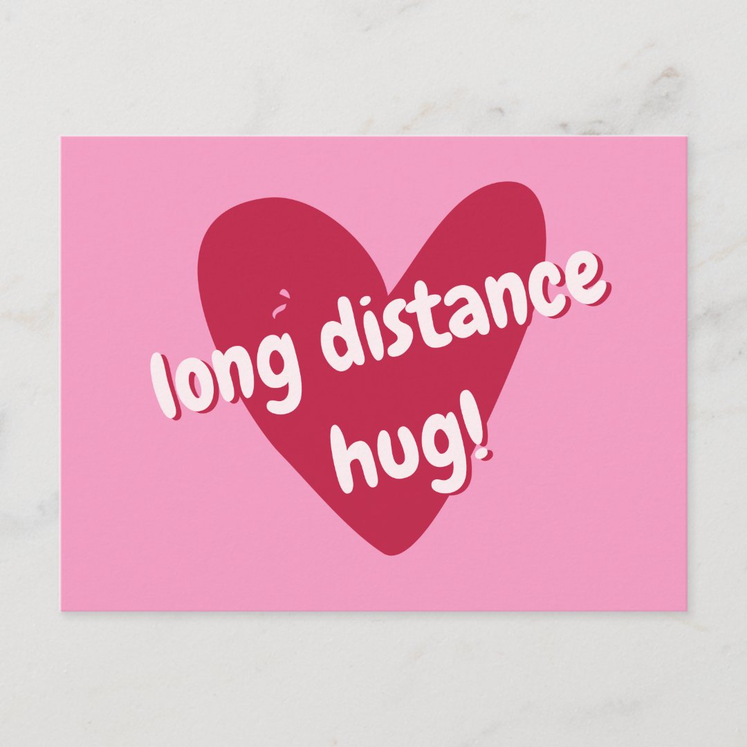 Long distance hug! Big Pink Heart Postcard | Zazzle